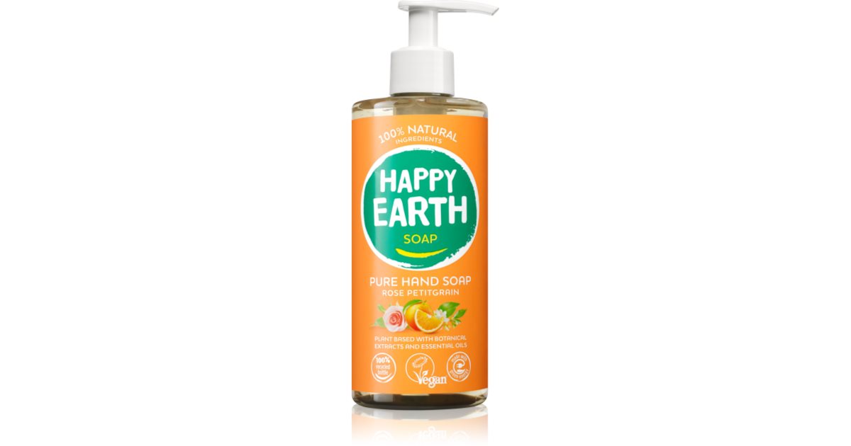 Happy Earth 100% Natural Pure Hand Soap Rose Petitgrain mydło w płynie ...