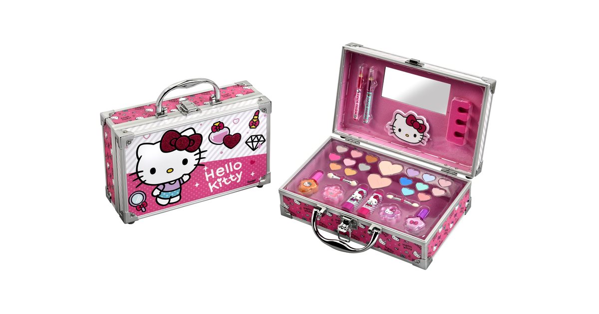 Hello Kitty Make-up Aluminum Set servietă pentru cosmetice (cu oglinda ...