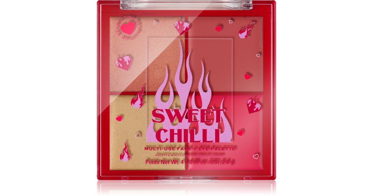 I Heart Revolution Sweet Chilli Blush & Highlight Quad highlighter and ...