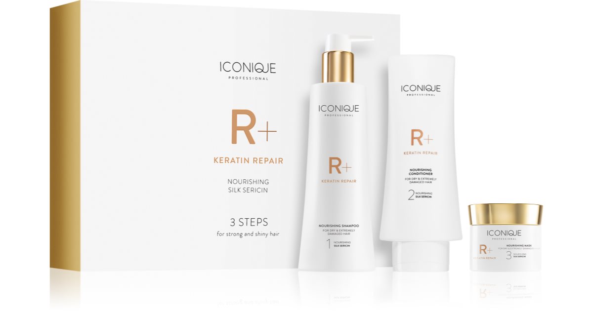 ICONIQUE Professional R+ Keratin repair 3 steps for strong and shiny ...