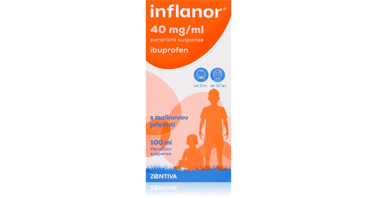 Inflanor Inflanor 40 mg/ml malina perorální suspenze ke snížení horečky ...