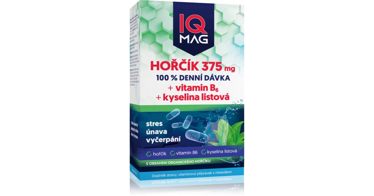 IQ Mag Horčík 375mg + B6 + kyselina listová výživový doplnok s ...