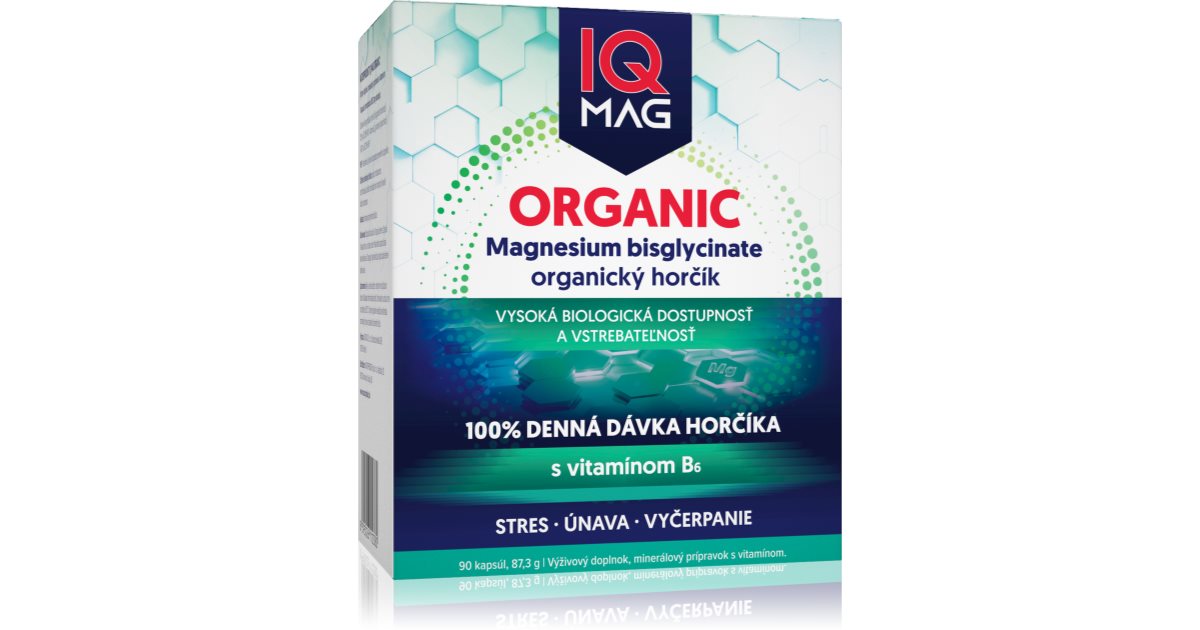 IQ Mag Magnesium 375mg Organic bisglycinát + B6 kapsuly na účinné ...