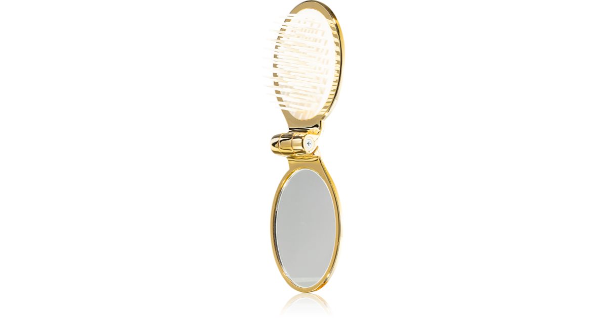 Janeke Gold Line Golden Folding Hair-Brush with Mirror comb with mirror ...