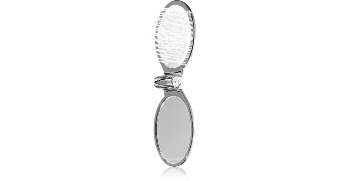 Janeke Chromium Line Folding Hair-Brush with Mirror comb with mirror ...