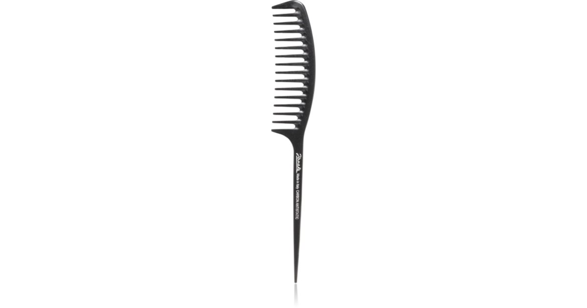 Janeke Carbon Fibre Fashion Comb with a long tail and wavy frame Comb ...
