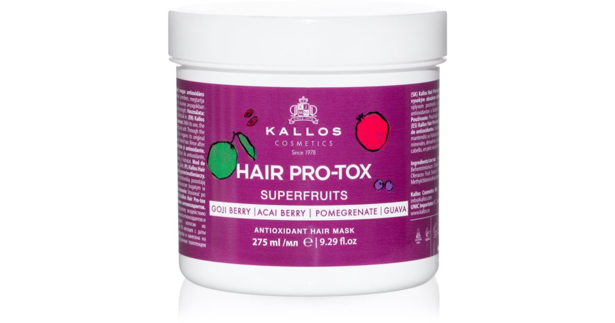 Kallos Hair Pro-Tox Superfruits máscara regeneradora para cabelo baço e ...