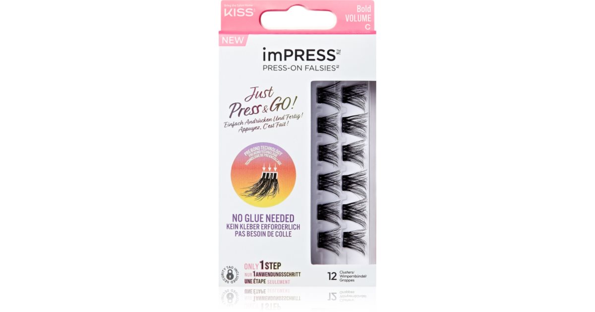 KISS imPRESS Just Press & GO ! knott-free individual cluster lashes ...
