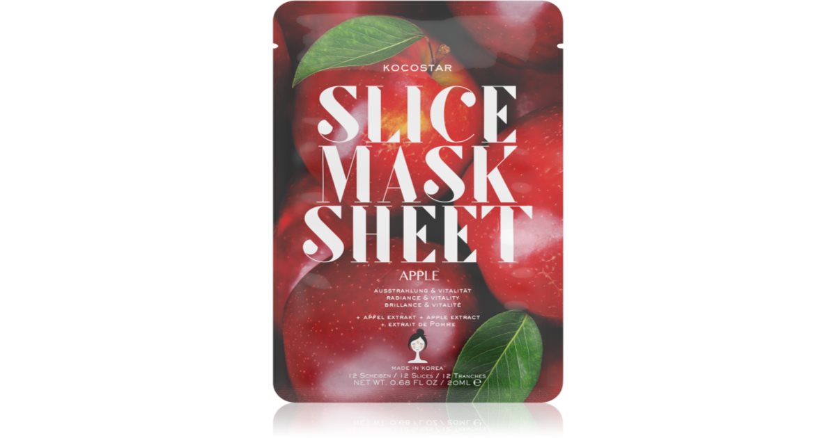 KOCOSTAR Slice Mask Sheet Apple Brightening and Revitalising Sheet Mask ...