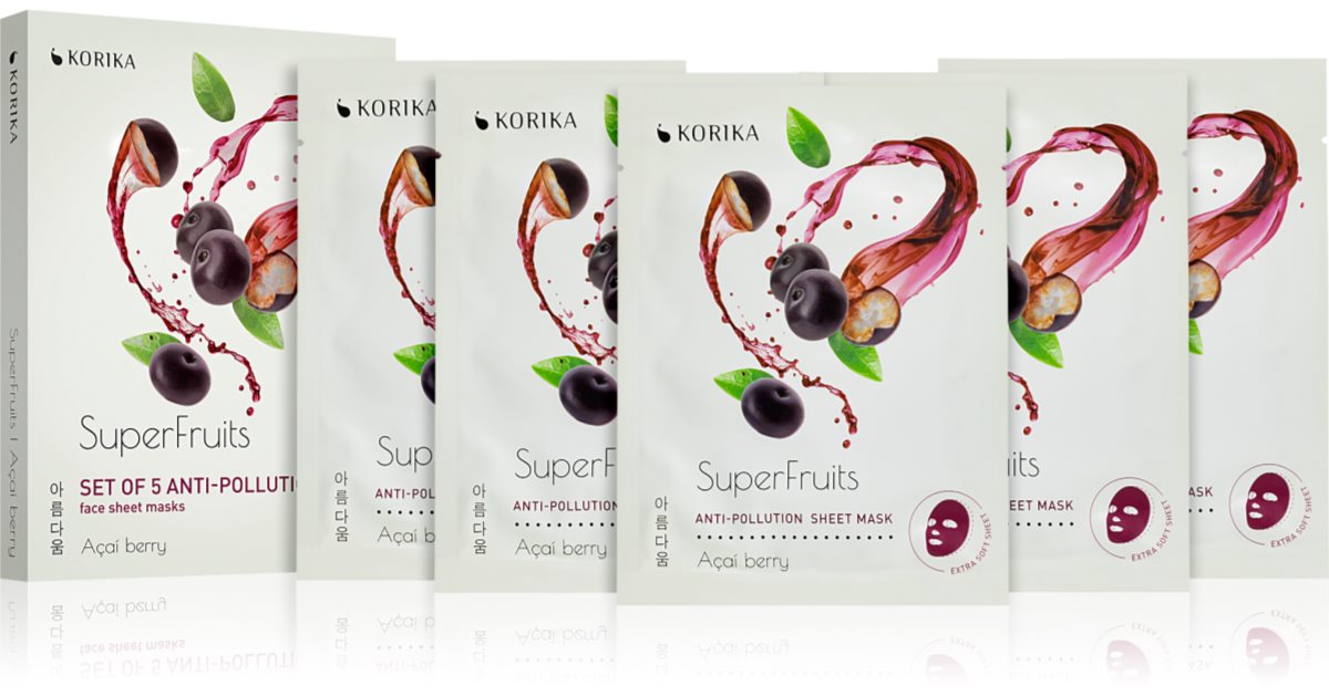 KORIKA SuperFruits Acai Berry - Set of 5 Anti-pollution Face Sheet ...