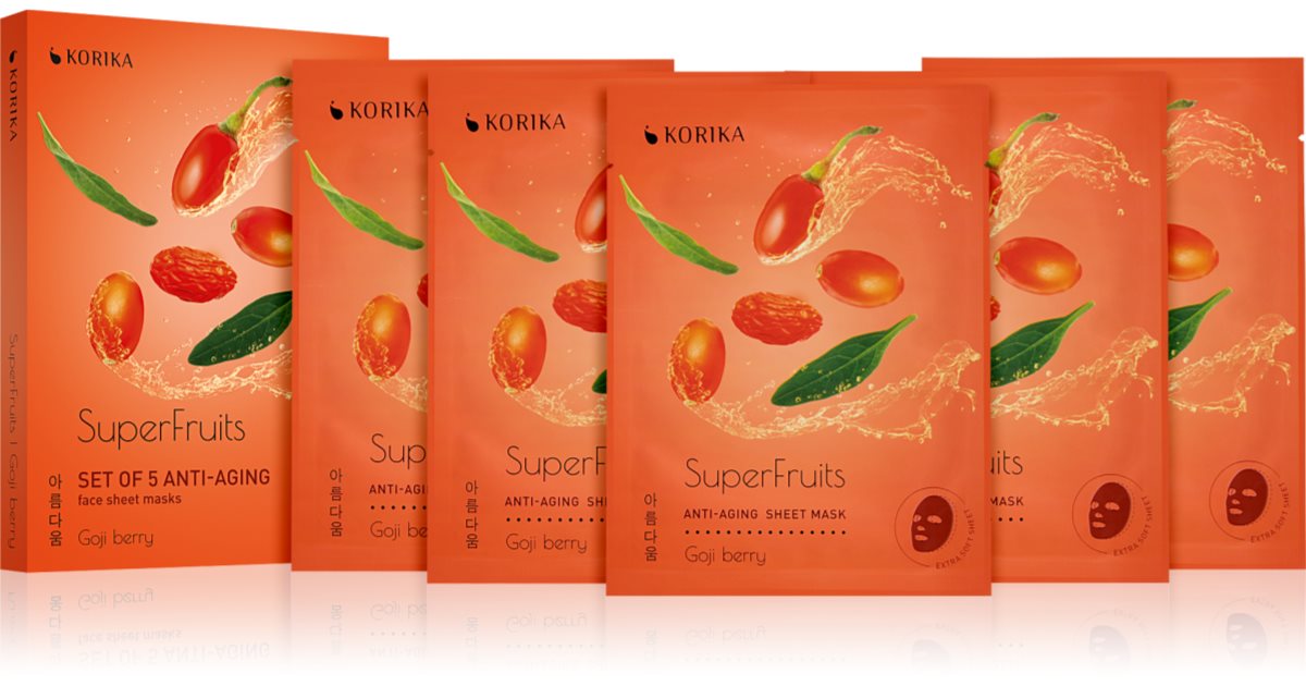 KORIKA SuperFruits Goji Berry - Set of 5 Anti-aging Face Sheet Masks ...