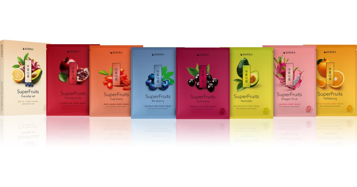 KORIKA SuperFruits Everyday Set of 7 Face Sheet Masks face mask set ...