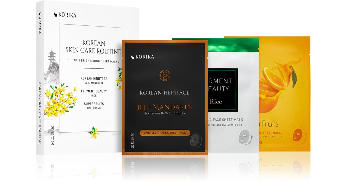 KORIKA KOREAN SKIN CARE ROUTINE SET OF 3 BRIGHTENING SHEET MASKS Set ...