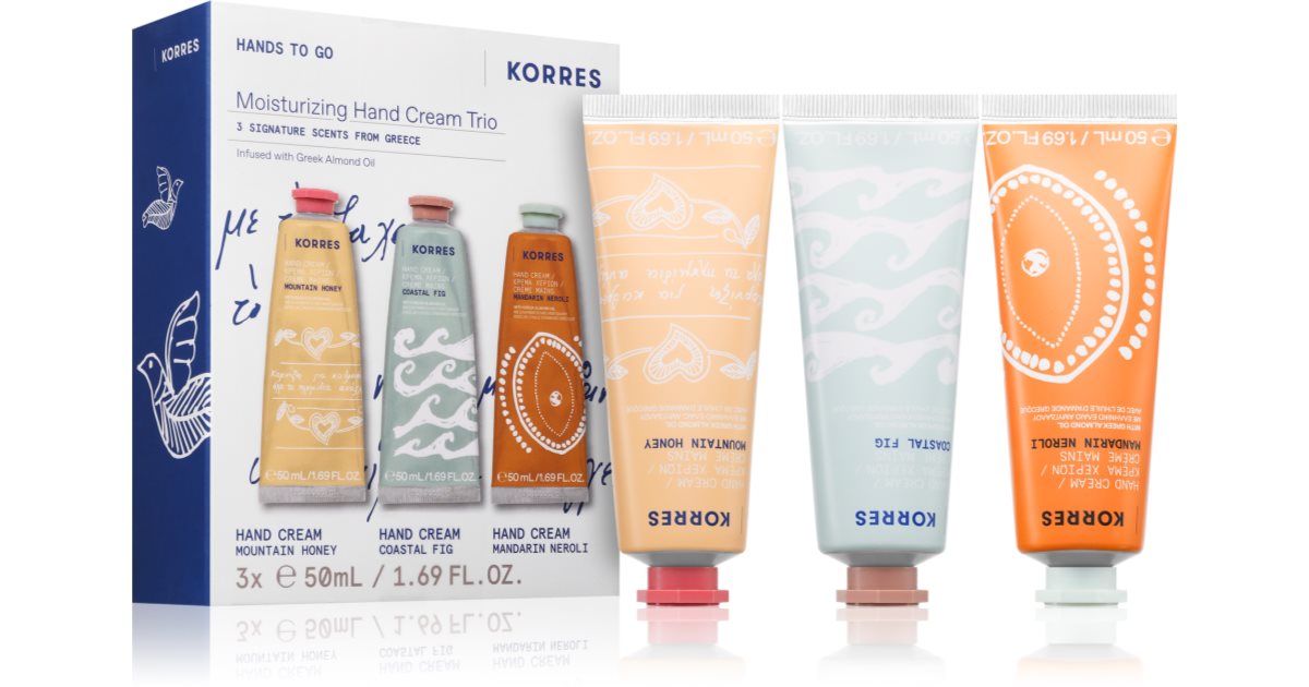 Korres Moisturizing Hand Cream Trio coffret cadeau mains | notino.fr