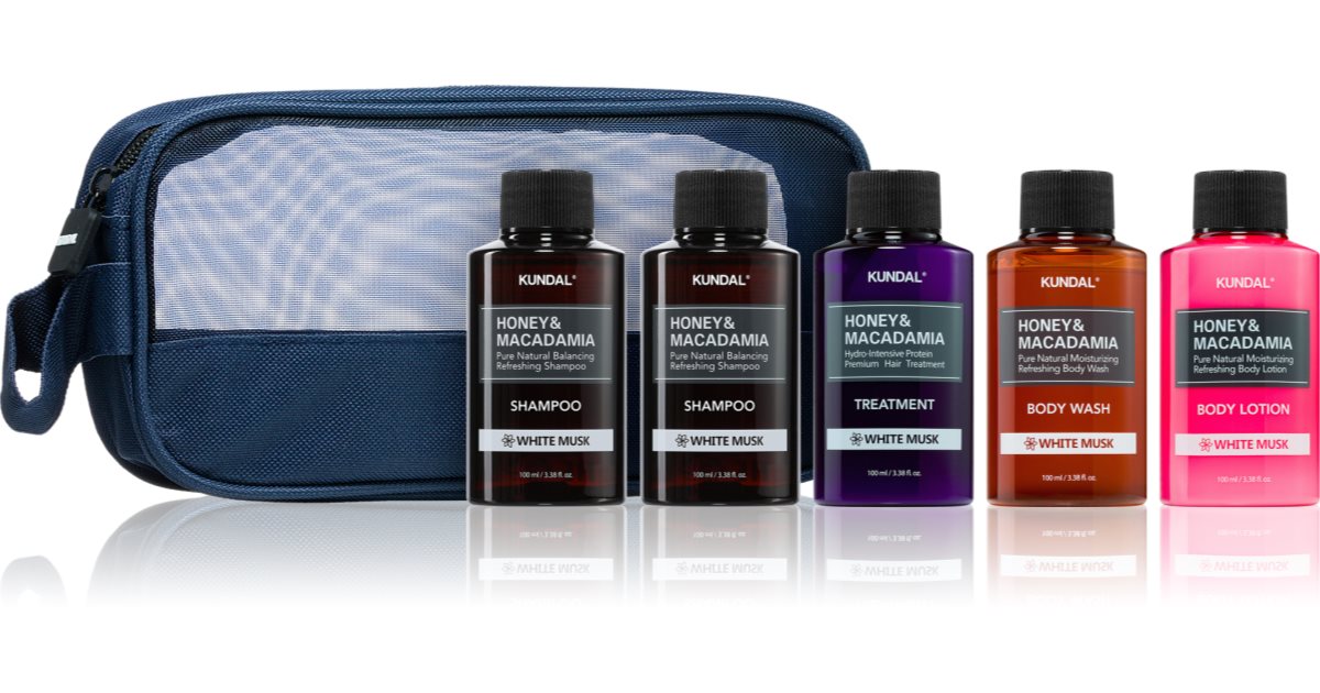 KUNDAL Honey & Macadamia White Musk Reisikomplekt kehale ja juustele ...