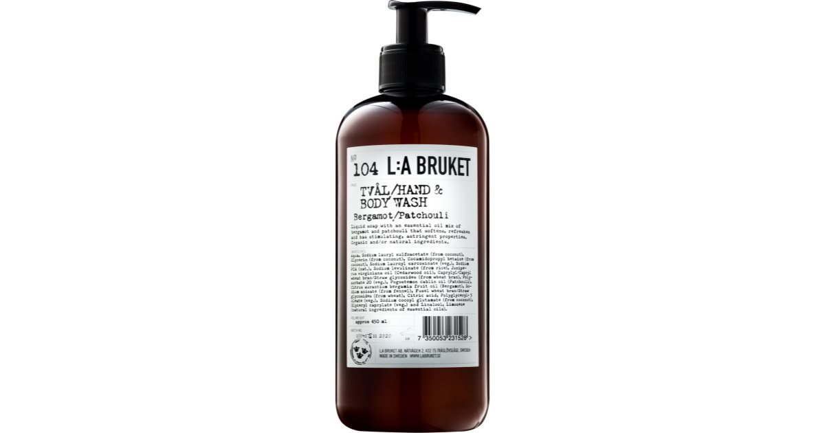 L:A Bruket Body vloeibare zeep met bergamot en patchoeli voor Handen en ...