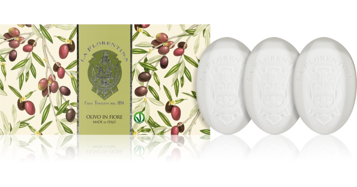 La Florentina Olive Flowers Hand Soap set of bar soaps with olive oil ...