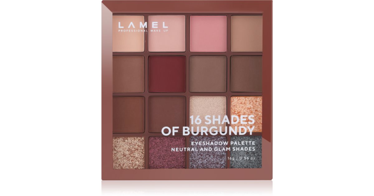LAMEL 16 Shades of Burgundy paleta cieni do powiek