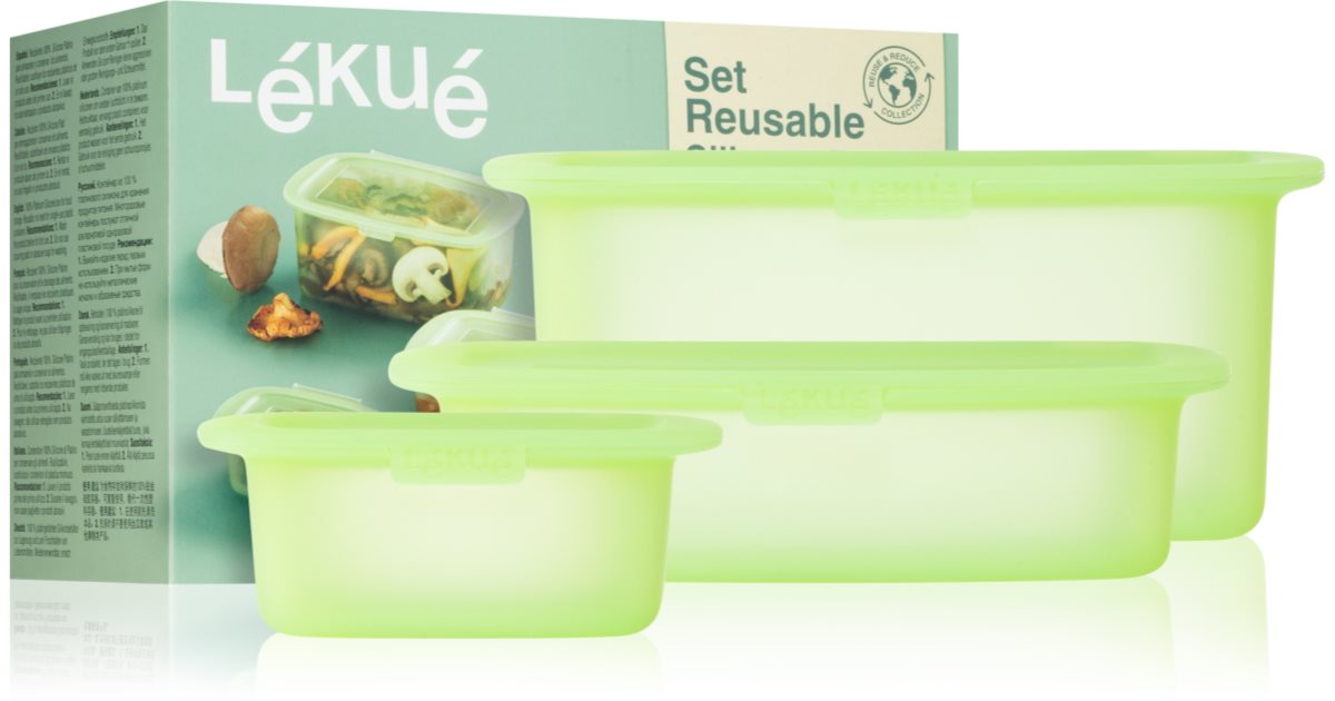 Lékué Set of 3 Reusable Silicone Boxes set para almacenar alimentos ...