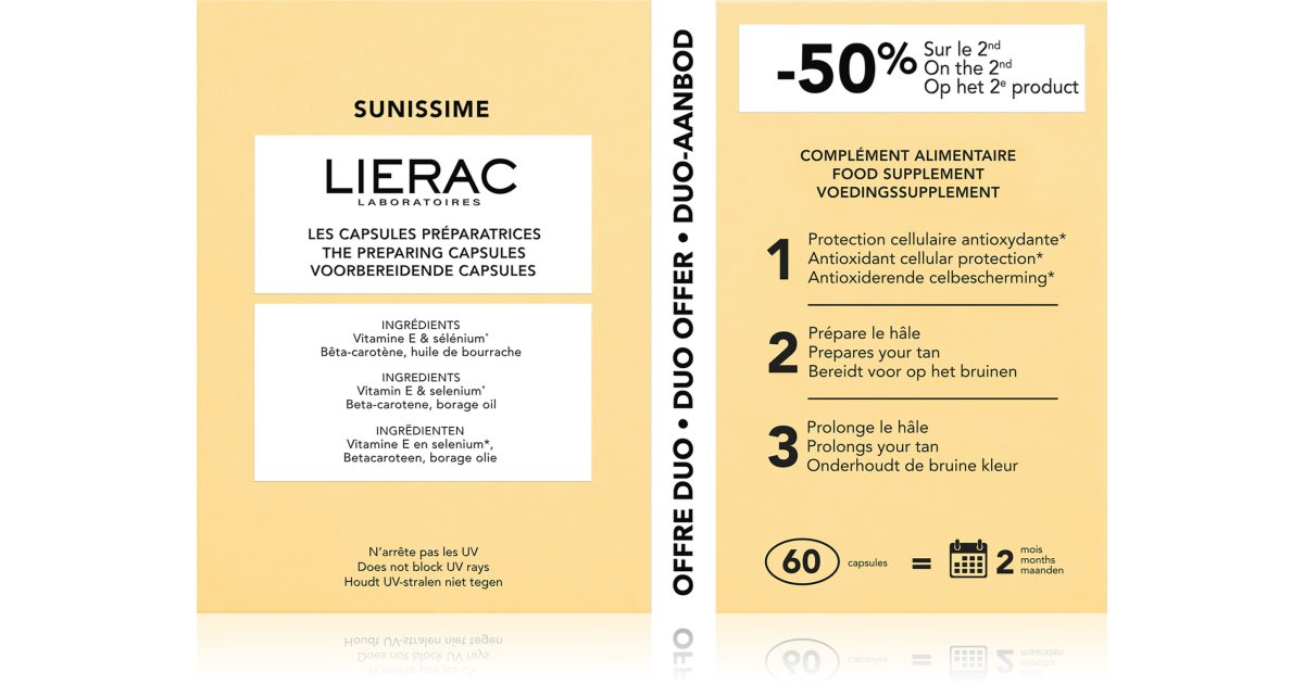 Lierac Sunissime Duo Capsule Sun Preparation capsules pour stimuler le ...