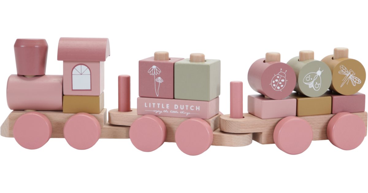 Little Dutch Train Pink Flowers toy train wooden | notino.co.uk