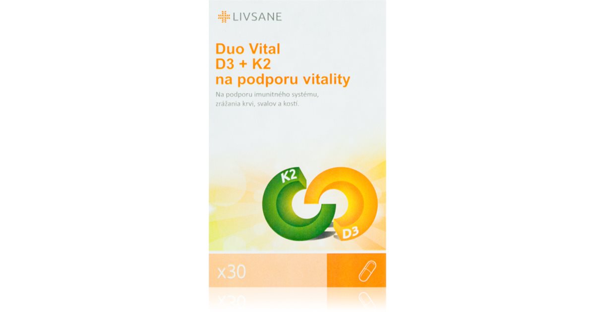 LIVSANE Duo Vital D3 + K2 tobolky pro podporu imunity, snížení míry ...