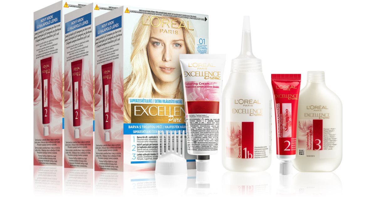 L’Oréal Paris Excellence Creme Hair Color economy pack 01 Lightest ...