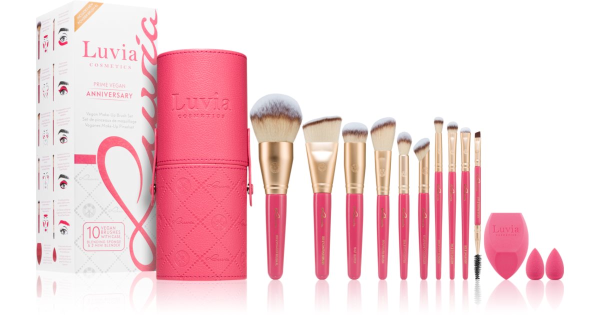 Luvia Cosmetics Prime Vegan Anniversary makeup brush set with a pouch ...