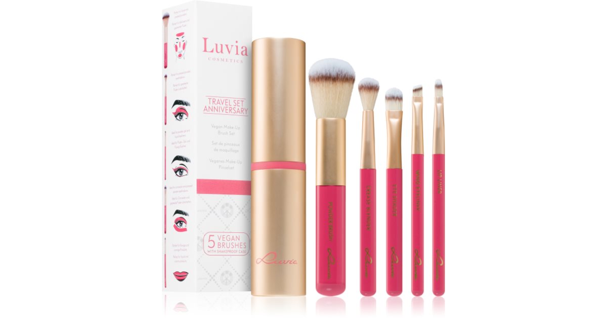 Luvia Cosmetics Prime Vegan Anniversary Sminkborstar med fodral Resa ...