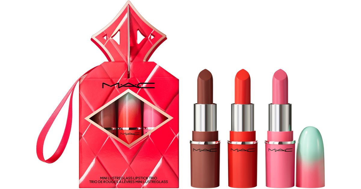 MAC Cosmetics Holiday Wildest Gleams Mini Lusterglass Lip Trio zestaw ...