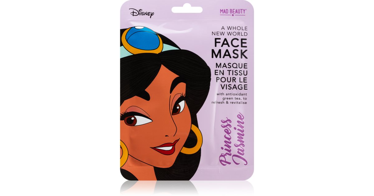 Mad Beauty Disney Princess Jasmine Revitalising Cloth Mask with green ...