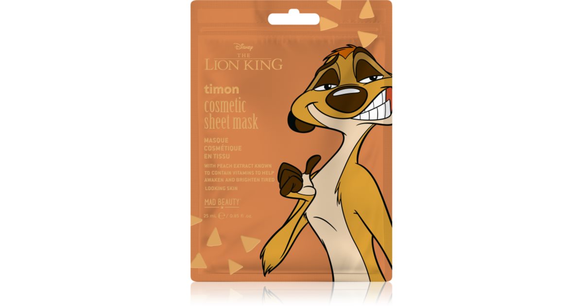 Mad Beauty Lion King Timon Sheet Mask for intensive hydration | notino.ie