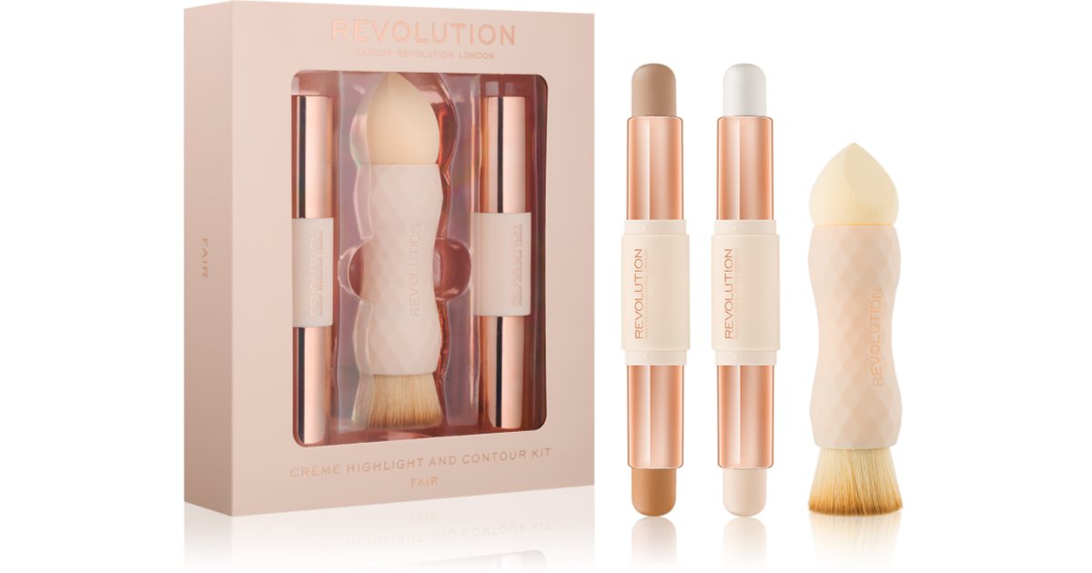 Makeup Revolution Crème Highlight And Contour Kit Cosmetic Set Fair for ...