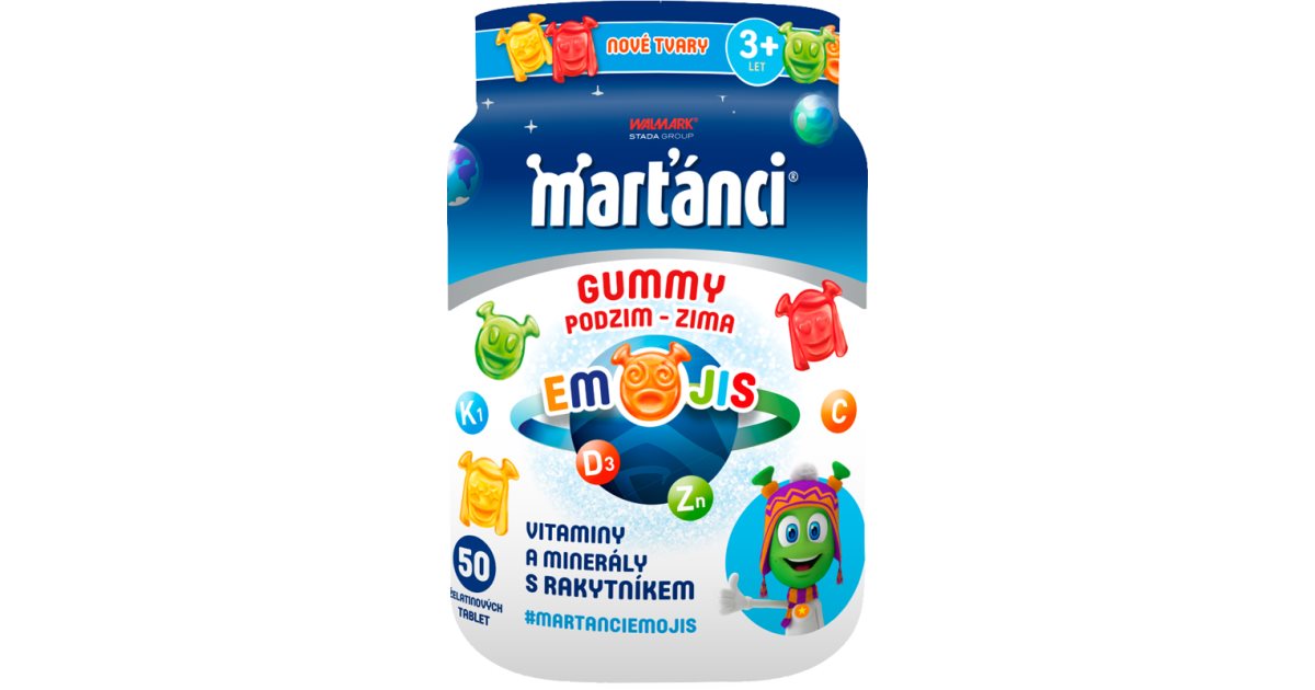 Marťánci Gummy Jeseň - Zima želatínové tablety s multivitamínovým ...