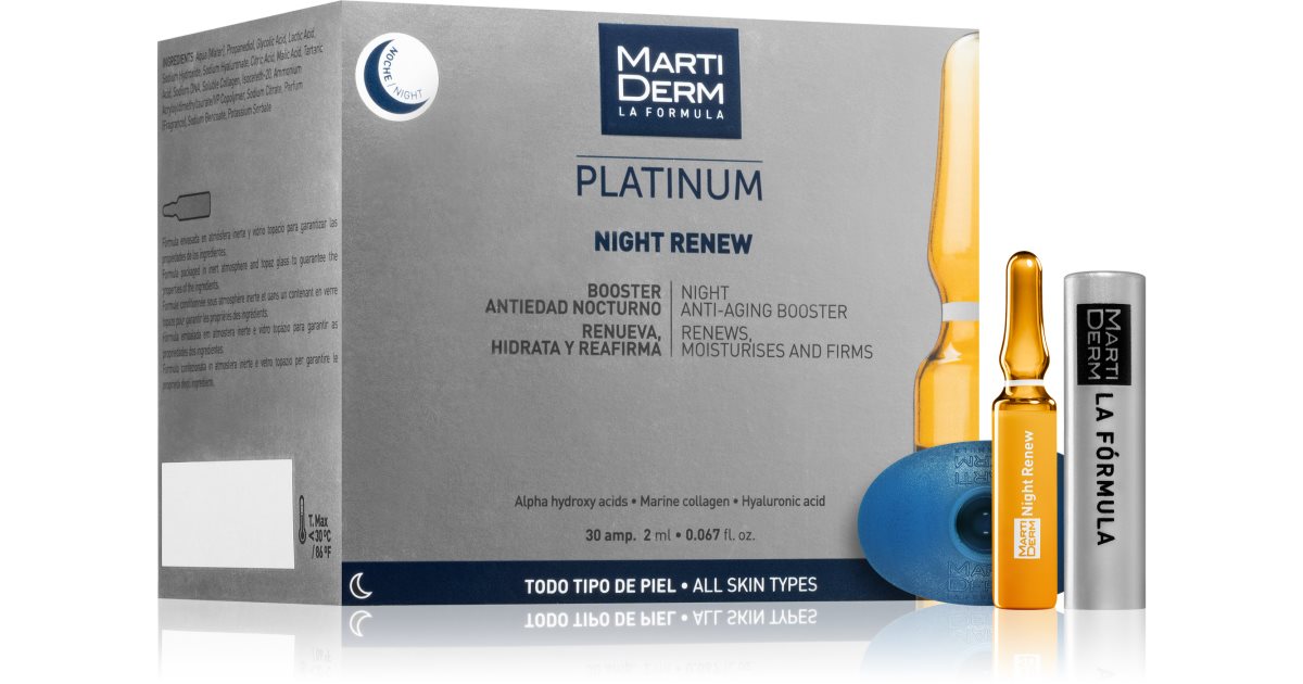 MartiDerm Platinum Night Renew Eksfolierende peelingserum I ampuller ...
