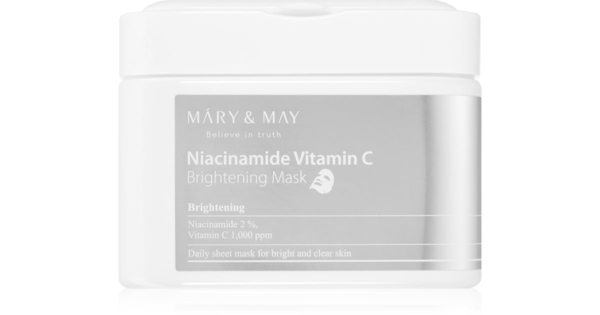 MARY & MAY Niacinamide Vitamin C Brightening Mask sheet mask set with a ...