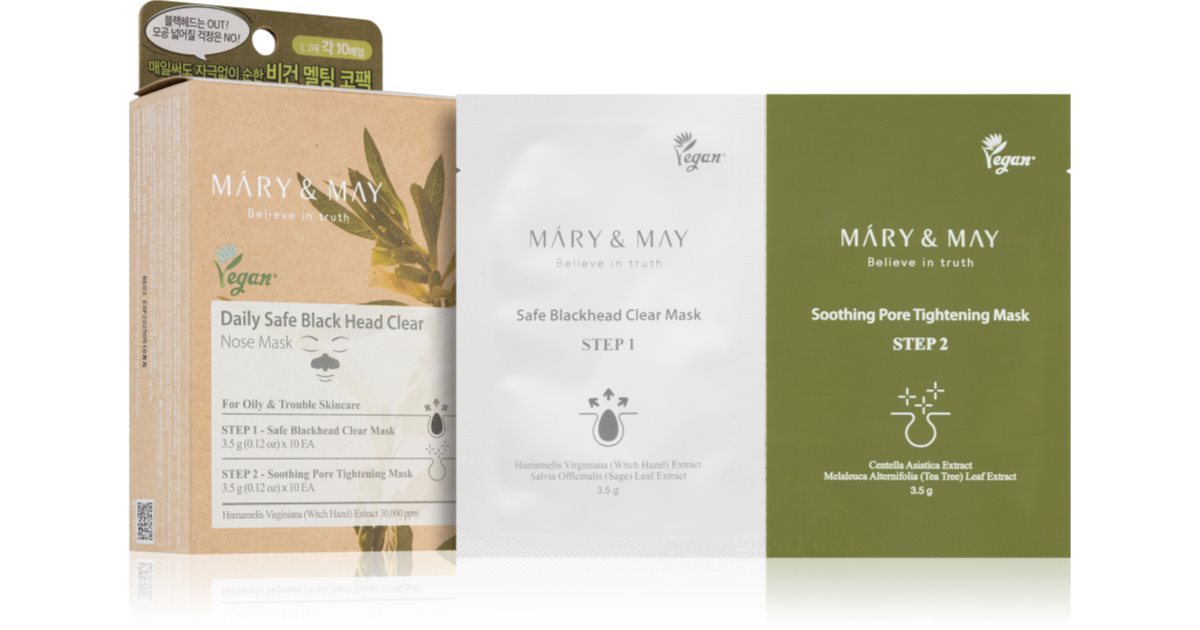 MARY & MAY Daily Safe Black Head Clear Nose Mask Nose Pore Strips ...