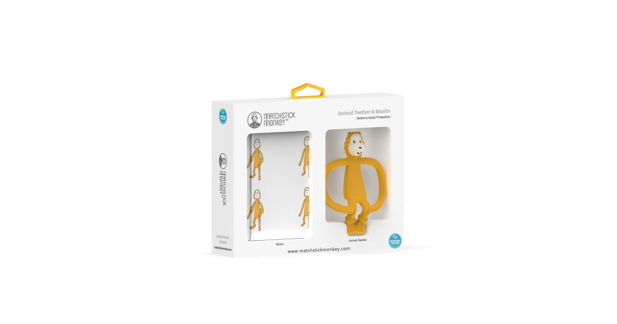 Matchstick Monkey Animal Teether & Muslin Lion подаръчен комплект (за ...
