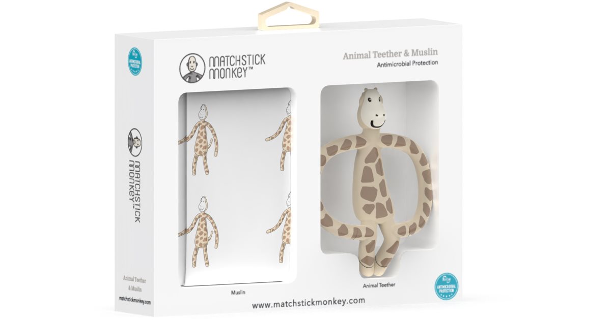 Matchstick Monkey Animal Teether & Muslin Giraffe Gift Set for children ...