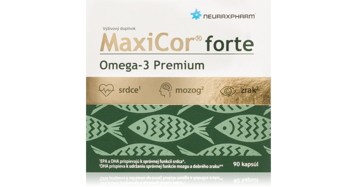 MaxiCor Forte Omega-3 Premium kapsle pro normální činnost srdce a mozku ...