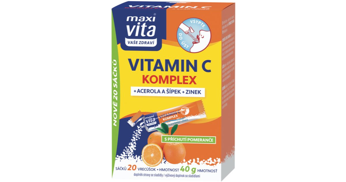 Maxi Vita Vitamin C komplex + acerola + šípek + zinek sáčky pro podporu ...