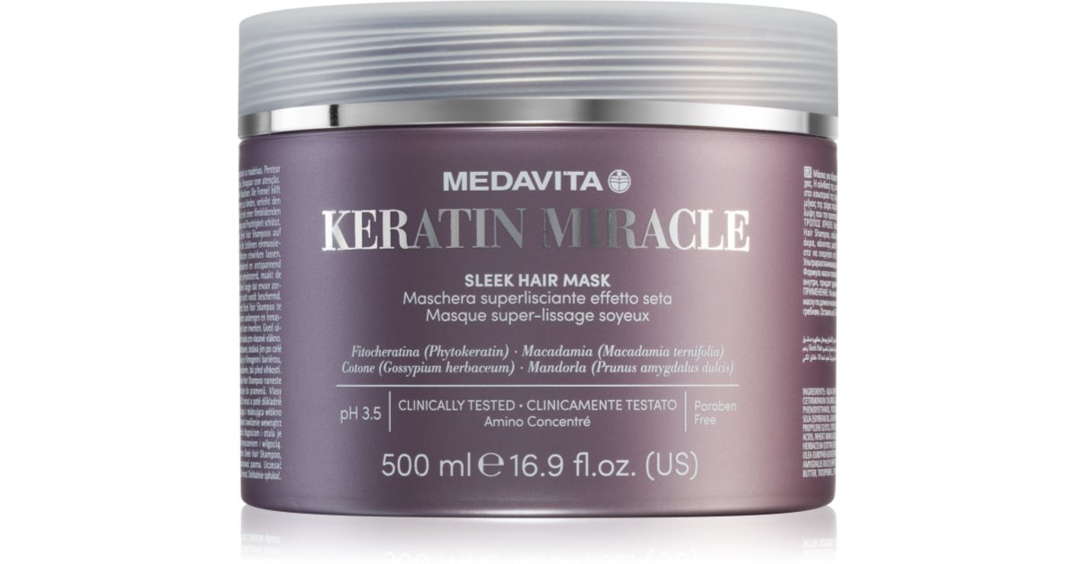 Medavita Keratin Miracle Sleek Hair Mask mascarilla hidratante ...
