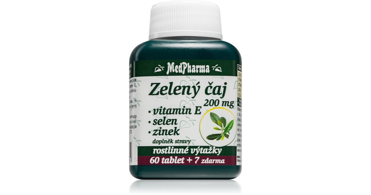 MedPharma Zelený čaj +vitamin E+Selen+Zinek tablety na podporu ...