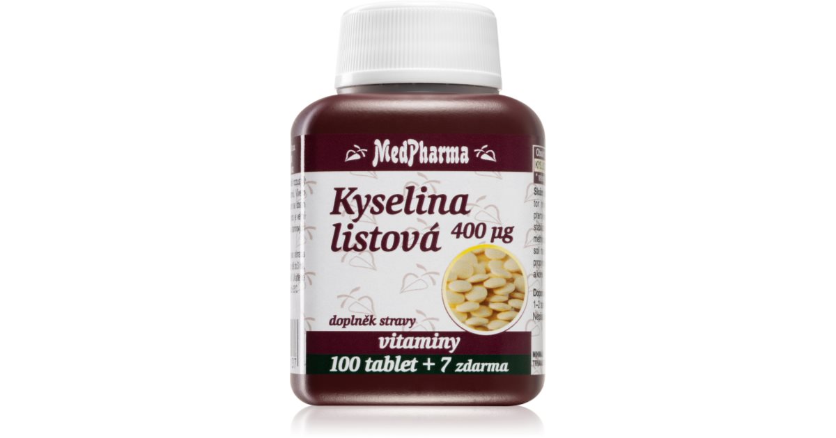 MedPharma Kyselina listová 400 µg tablety pre tehotné a dojčiace ženy ...