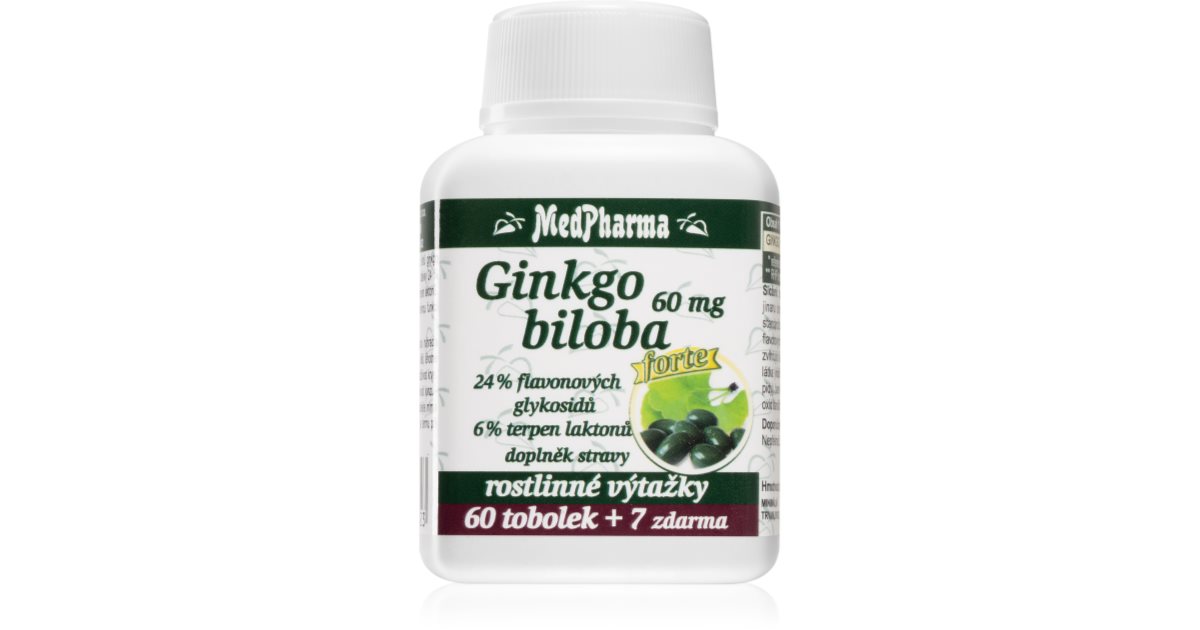 MedPharma Ginkgo biloba 60 mg FORTE tobolky na podporu krvného obehu a ...