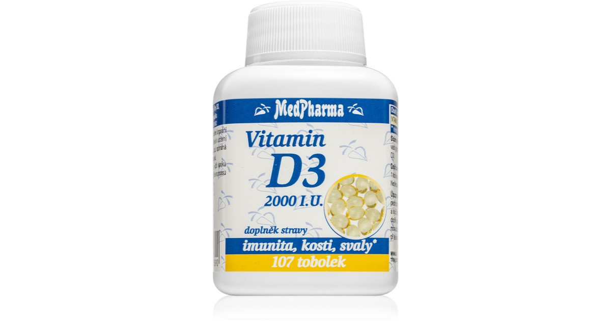 MedPharma Vitamin D3 2000IU tobolky pre normálnu funkciu imunitného ...