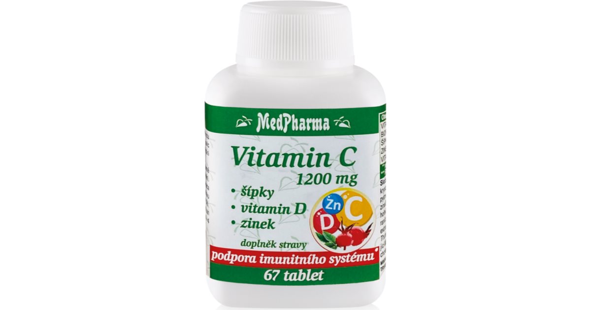 MedPharma Vitamin C 1200mg + šípky, vitamin D, zinek tablety pro ...