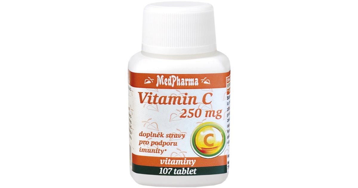MedPharma Vitamin C 250 mg tablety pro podporu imunitního systému, krásnou pleť, nehty a ...