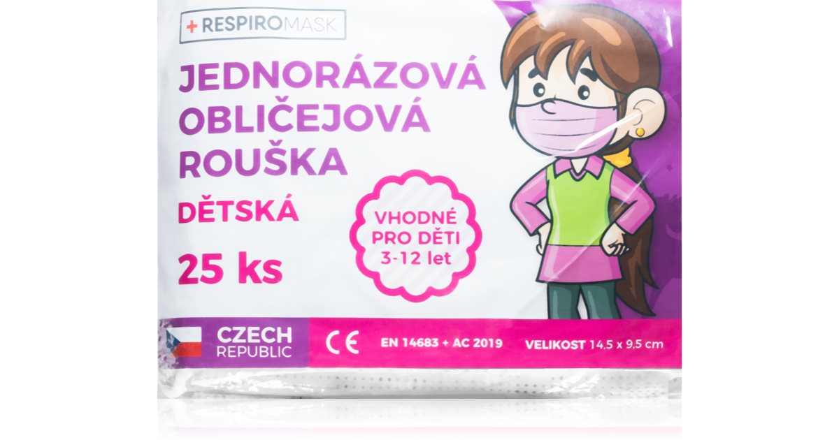 MESAVERDE Jednorázová obličejová rouška dětská Dívka jednorázová rouška ...
