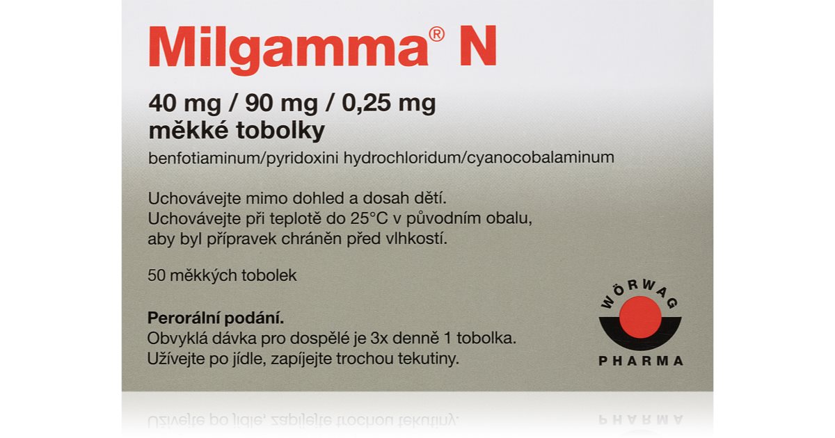 Milgamma Milgamma 40mg/90mg/0,25m měkké tobolky s komplexem vitamínu B ...